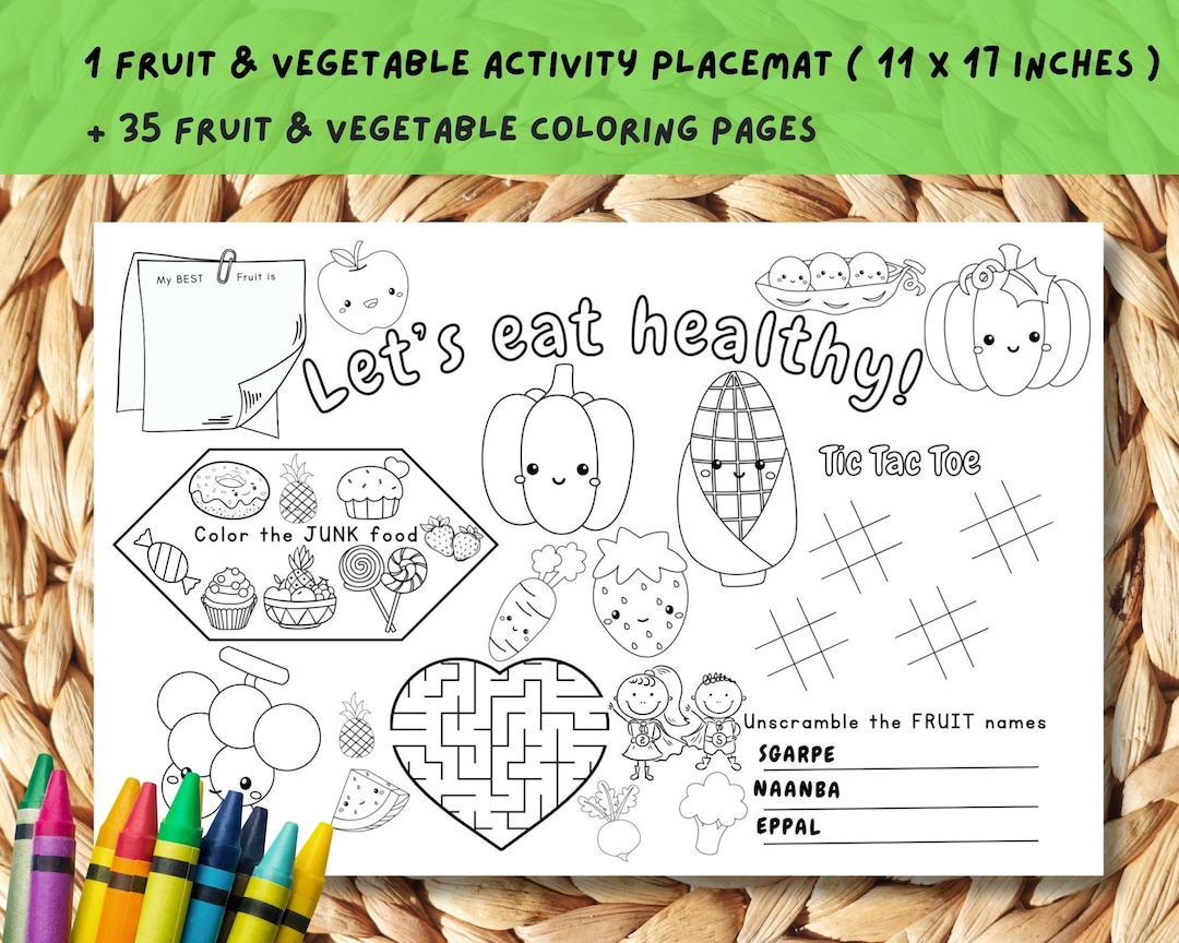 35 Fruit and Vegetable Coloring Pages for Kids Fruit and - Etsy