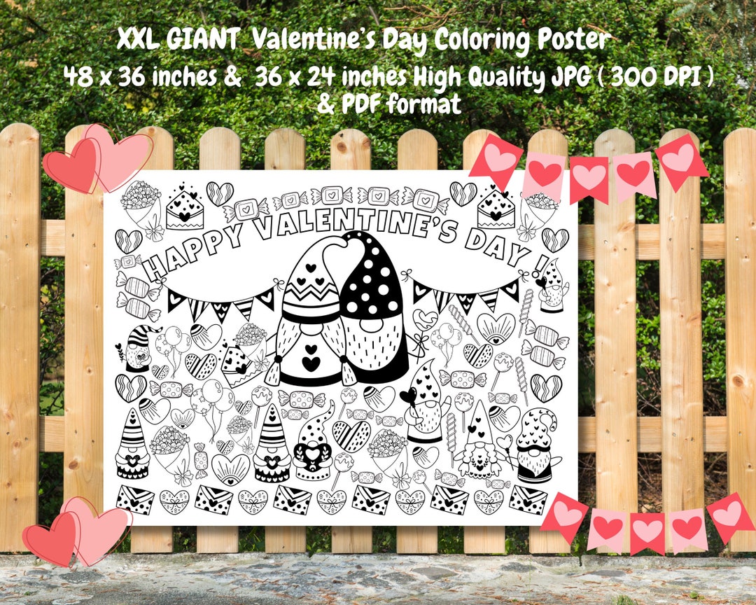XXL Valentine's Day Coloring Poster | Giant Kids' Activity (PDF & JPG ...