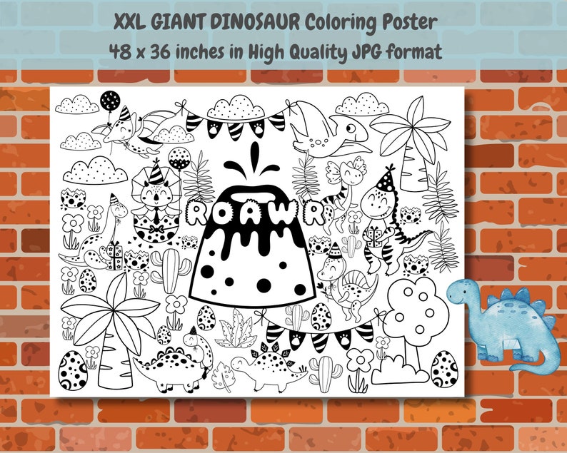 XXL Giant Dinosaur Coloring Poster | GIANT Coloring Poster for Kids ...