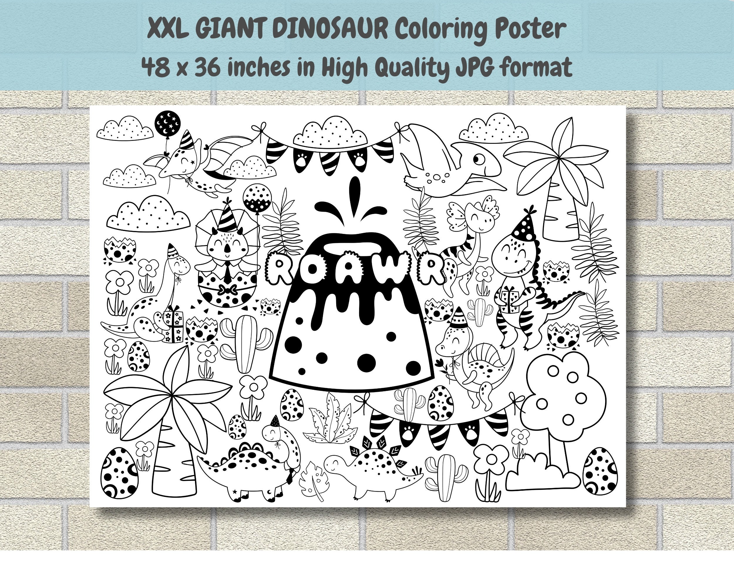 XXL Giant Dinosaur Coloring Poster | GIANT Coloring Poster for Kids ...