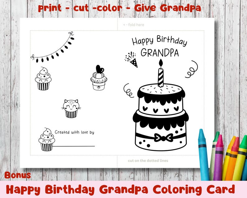 Happy Birthday Grandpa Coloring Page DIGITAL | All About Grandpa Fill ...