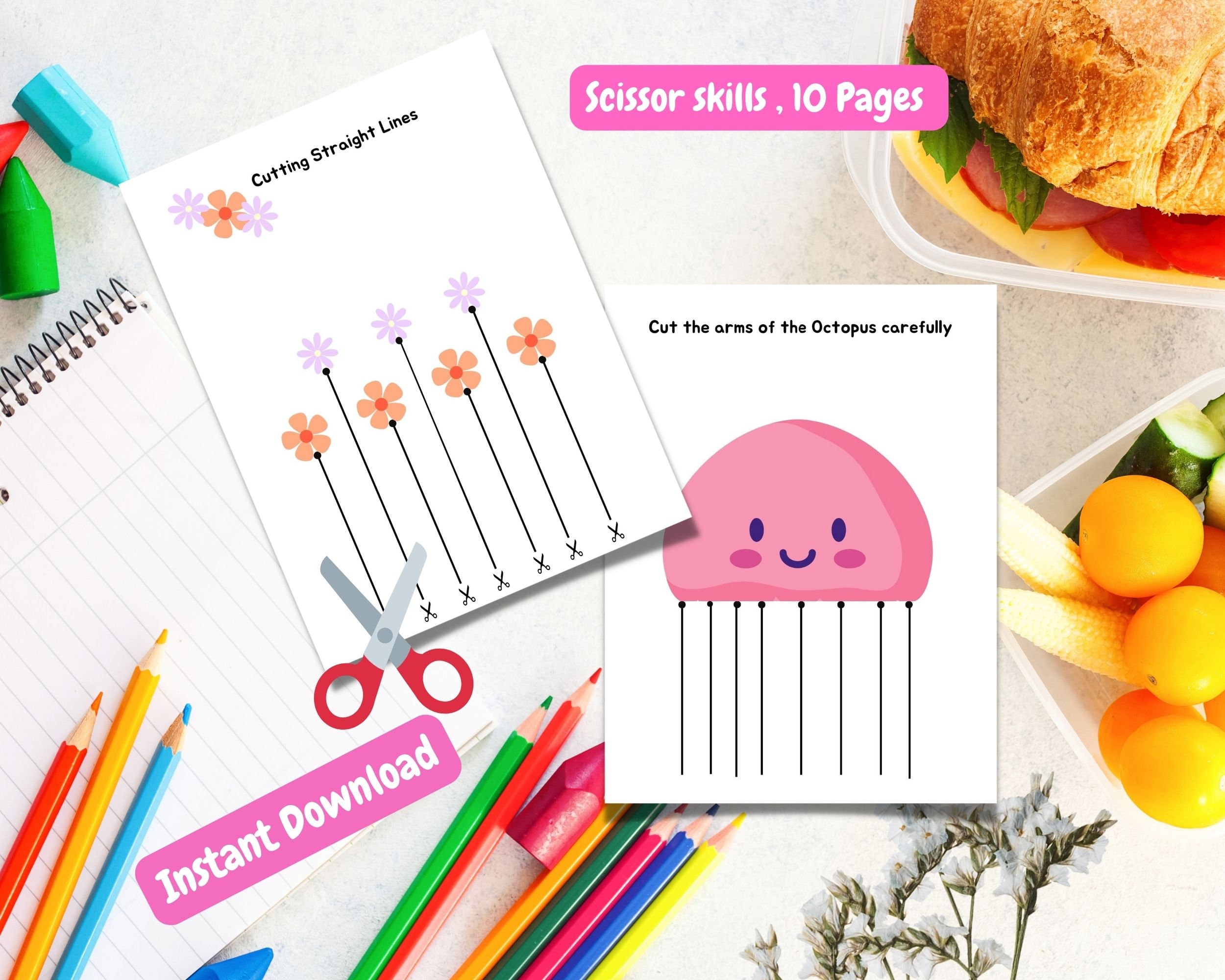 10 Scissor Skills Cutting Worksheets for Children | Scissor Skills ...