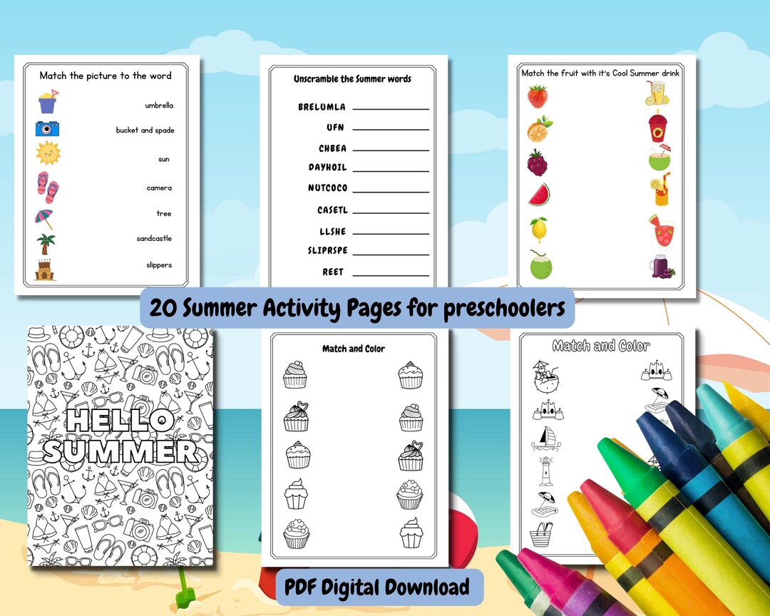 20 Summer Activity Pages for Preschoolers | Summer Themed Activity ...