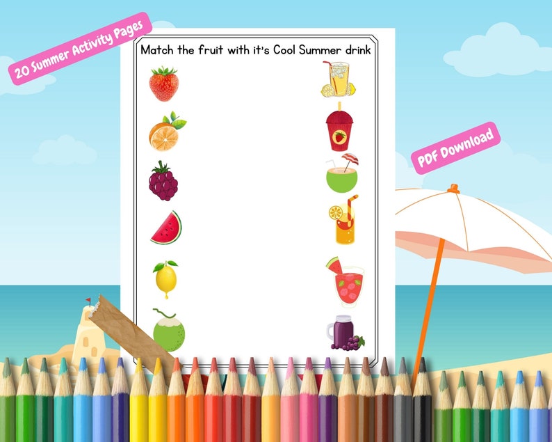 20 Summer Activity Pages for Preschoolers | Summer Themed Activity ...