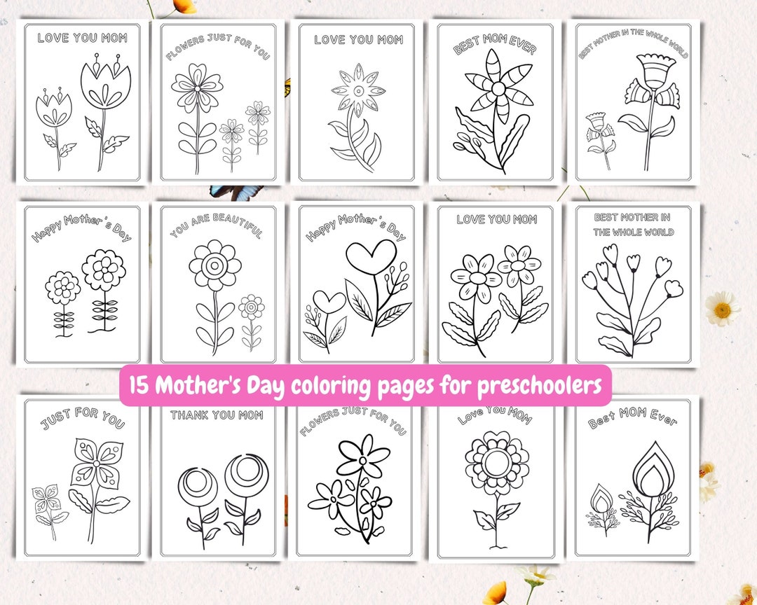 15 Easy and Simple Coloring Pages for Mothers Day | Printable Mother's ...