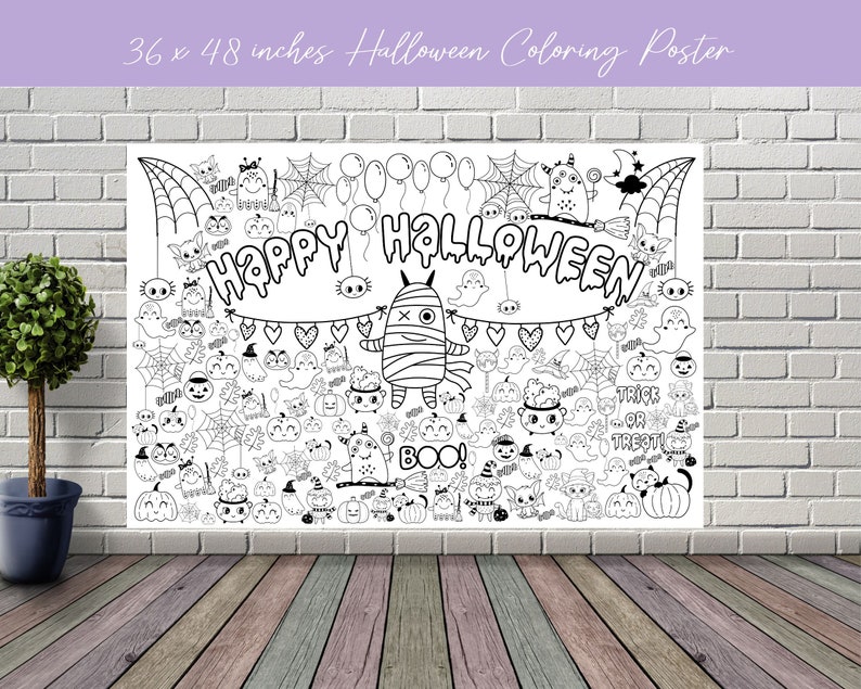 Póster gigante para colorear de Halloween XXL / Póster para colorear ...