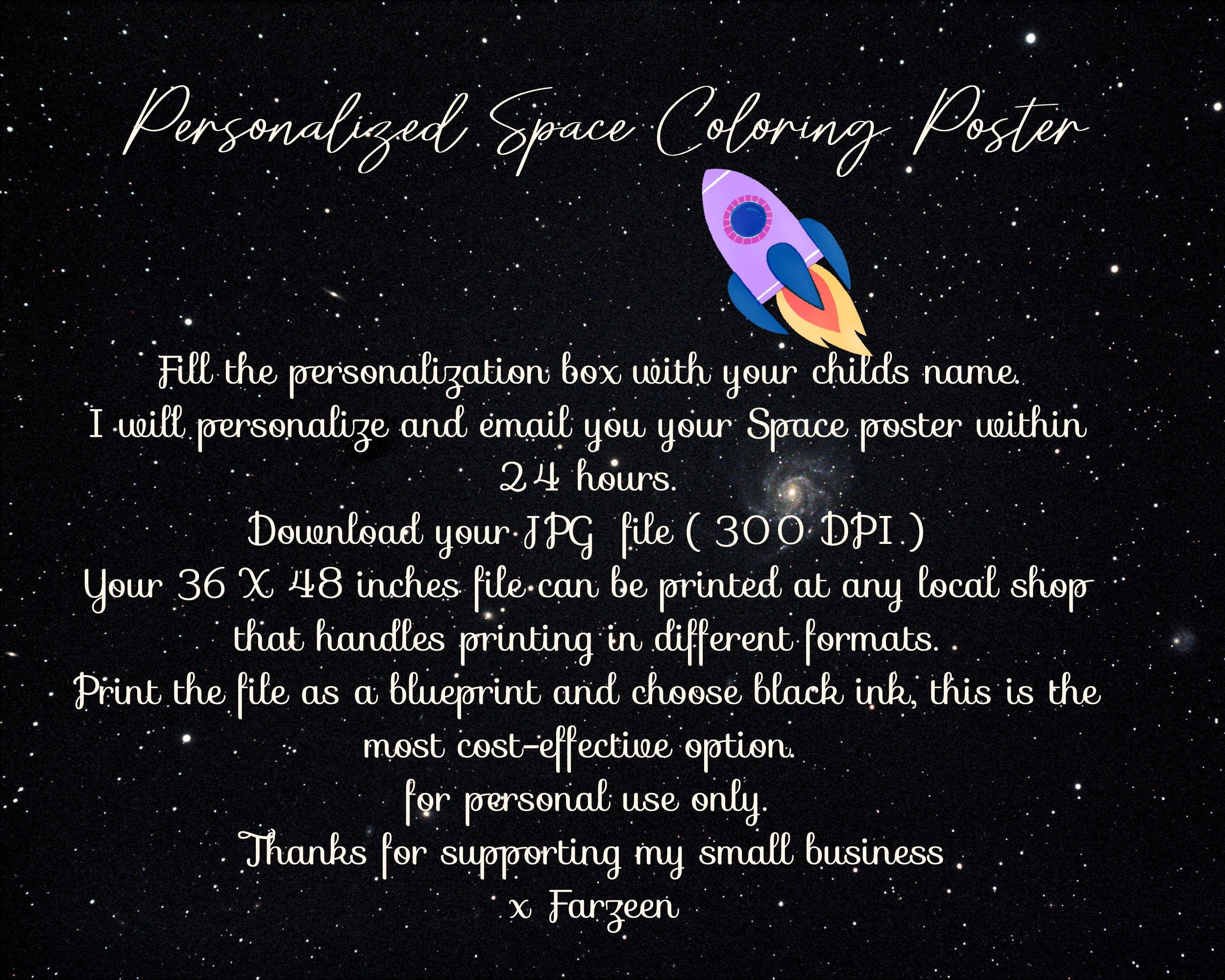 Personalized Space Coloring Poster | GIANT Coloring Poster for Kids ...