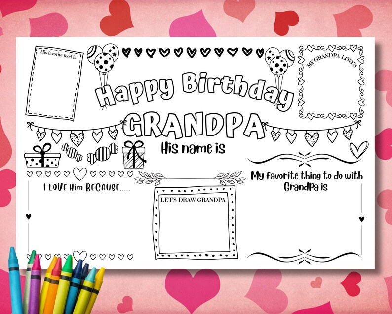 Happy Birthday Grandpa Coloring Page DIGITAL | All About Grandpa Fill ...