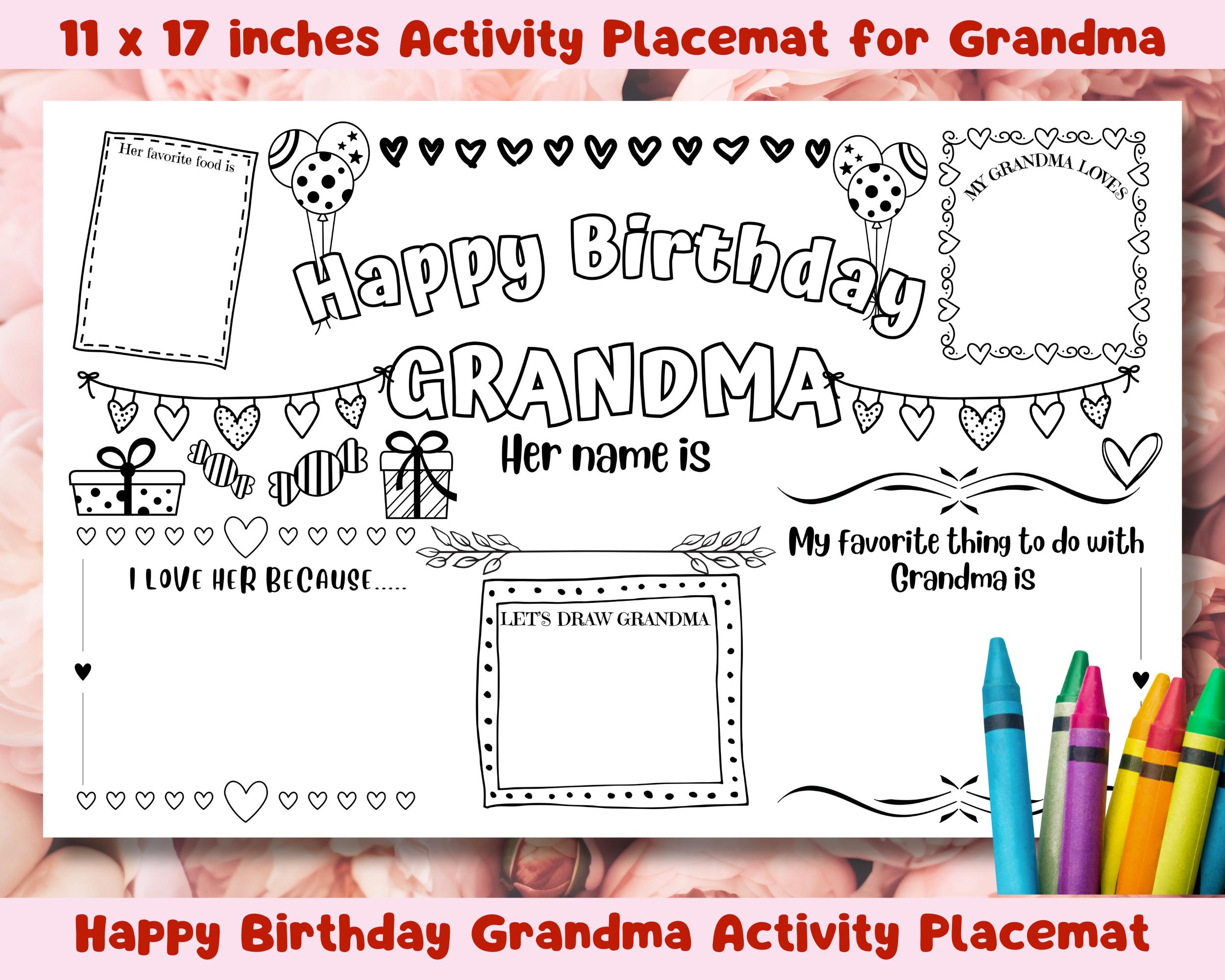 Happy Birthday Grandma Coloring Page DIGITAL | All About Nana Fill in ...