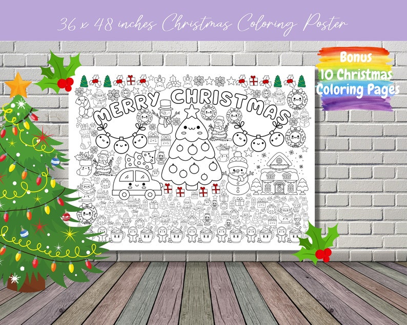 XXL Giant Christmas Poster GIANT Coloring Poster for Kids - Etsy