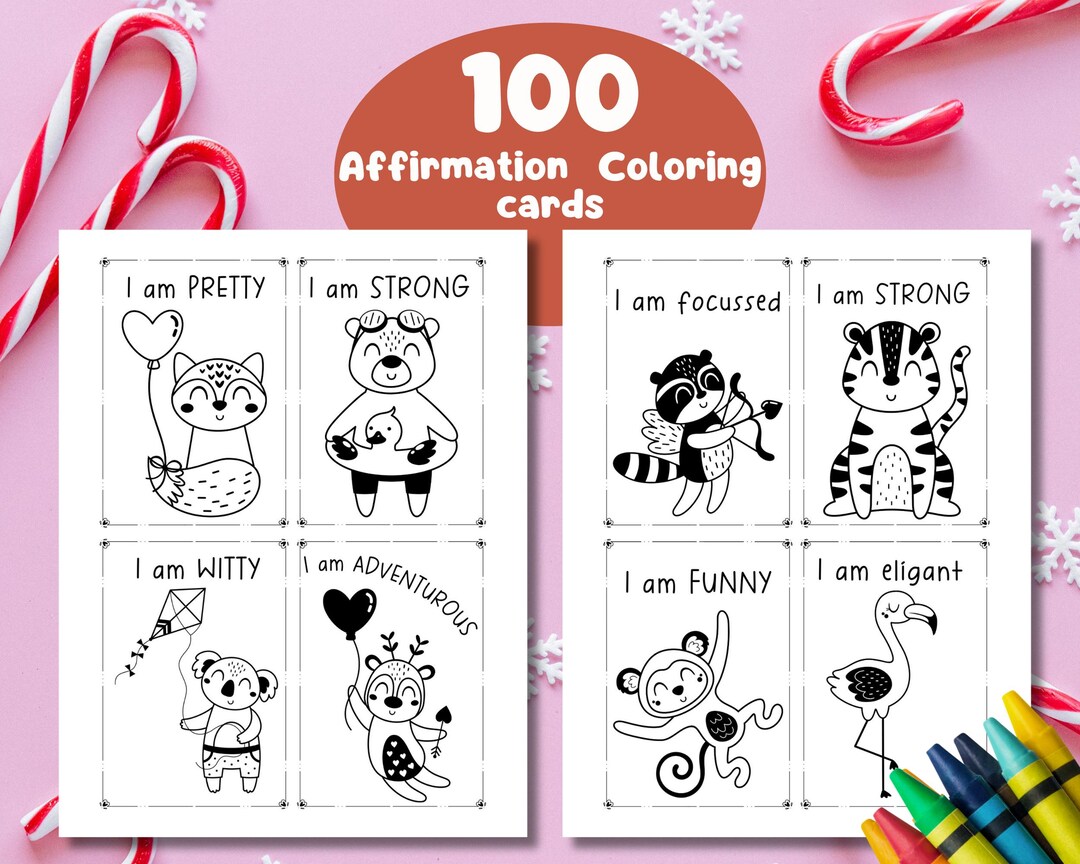 100 Printable Coloring Affirmation Cards Bundle, (PDF) - Etsy