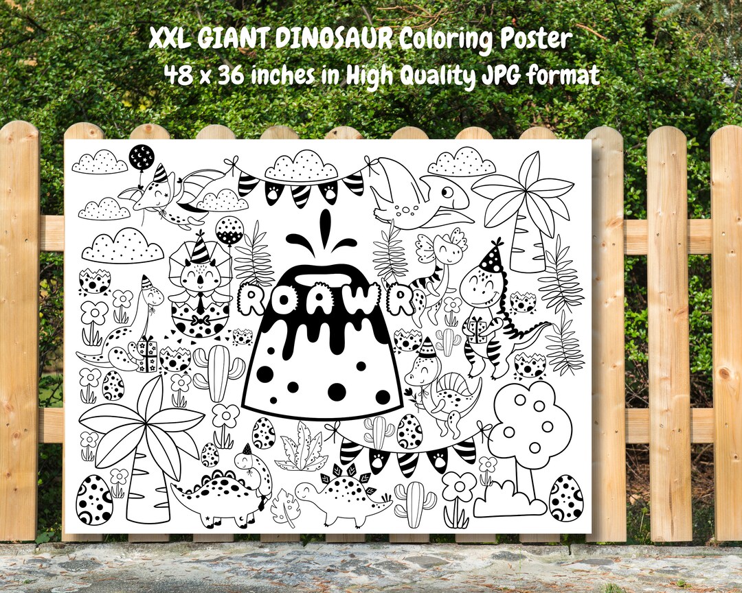 XXL Giant Dinosaur Coloring Poster | GIANT Coloring Poster for Kids ...