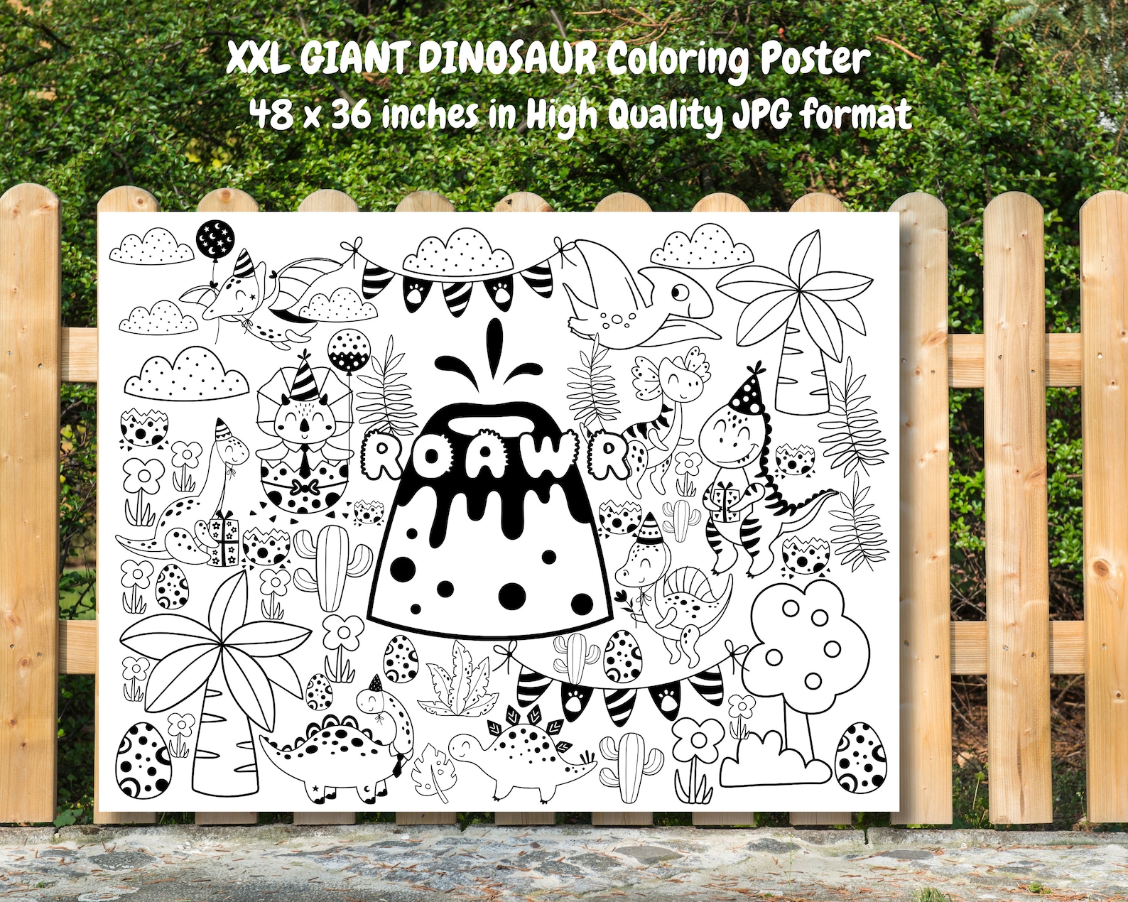 XXL Giant Dinosaur Coloring Poster | GIANT Coloring Poster for Kids ...