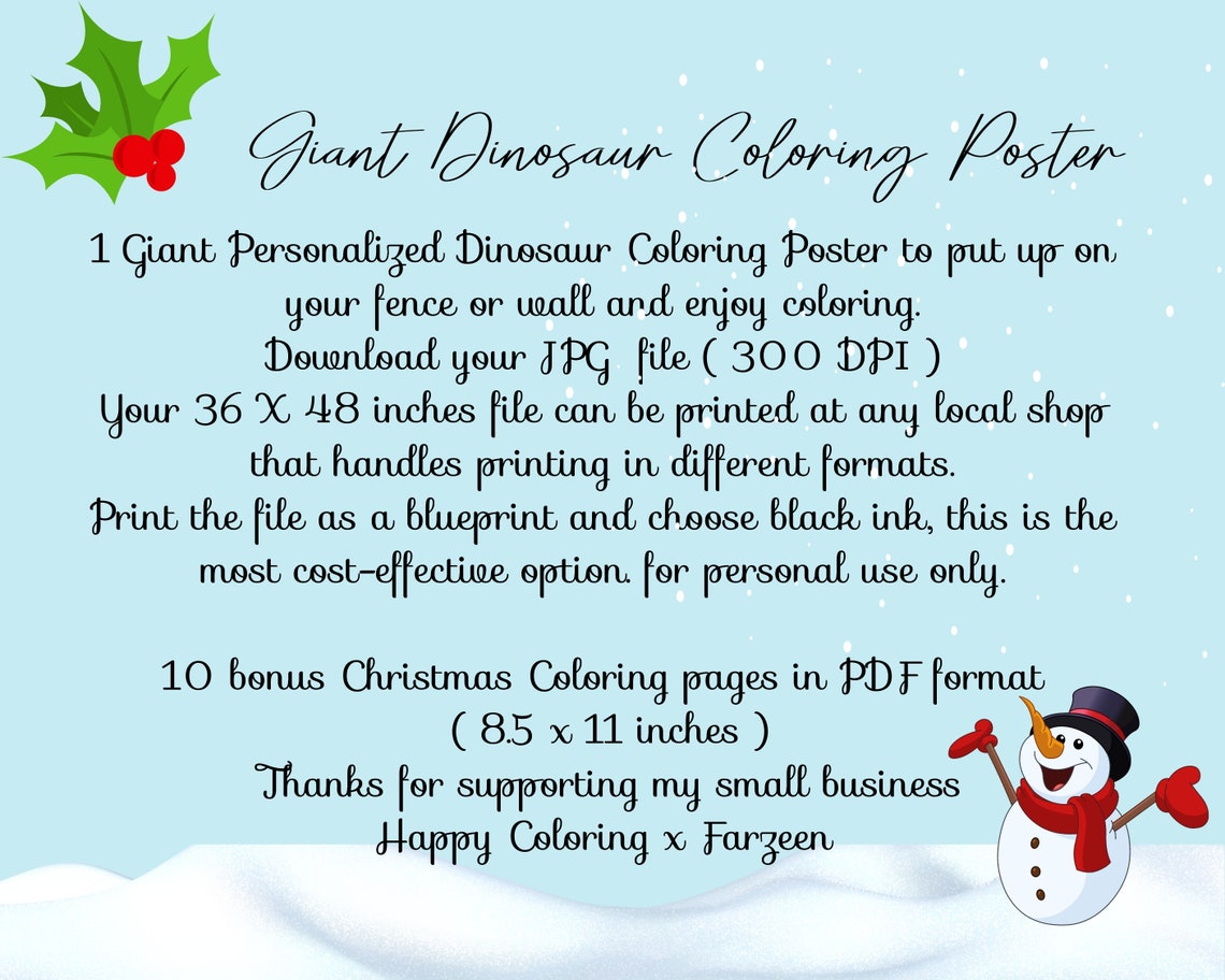 XXL Giant Dinosaur Poster | GIANT Coloring Poster for Kids | Dinosaur ...