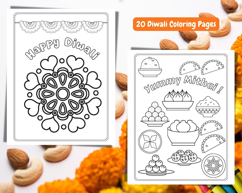 20 Diwali Coloring Pages for Kids Instant Download Diwali Coloring ...