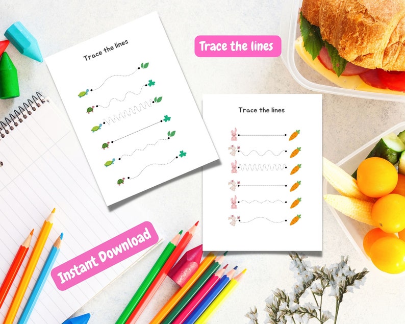 15 Trace the Lines Preschool Worksheets for Kids | Line Tracing and ...