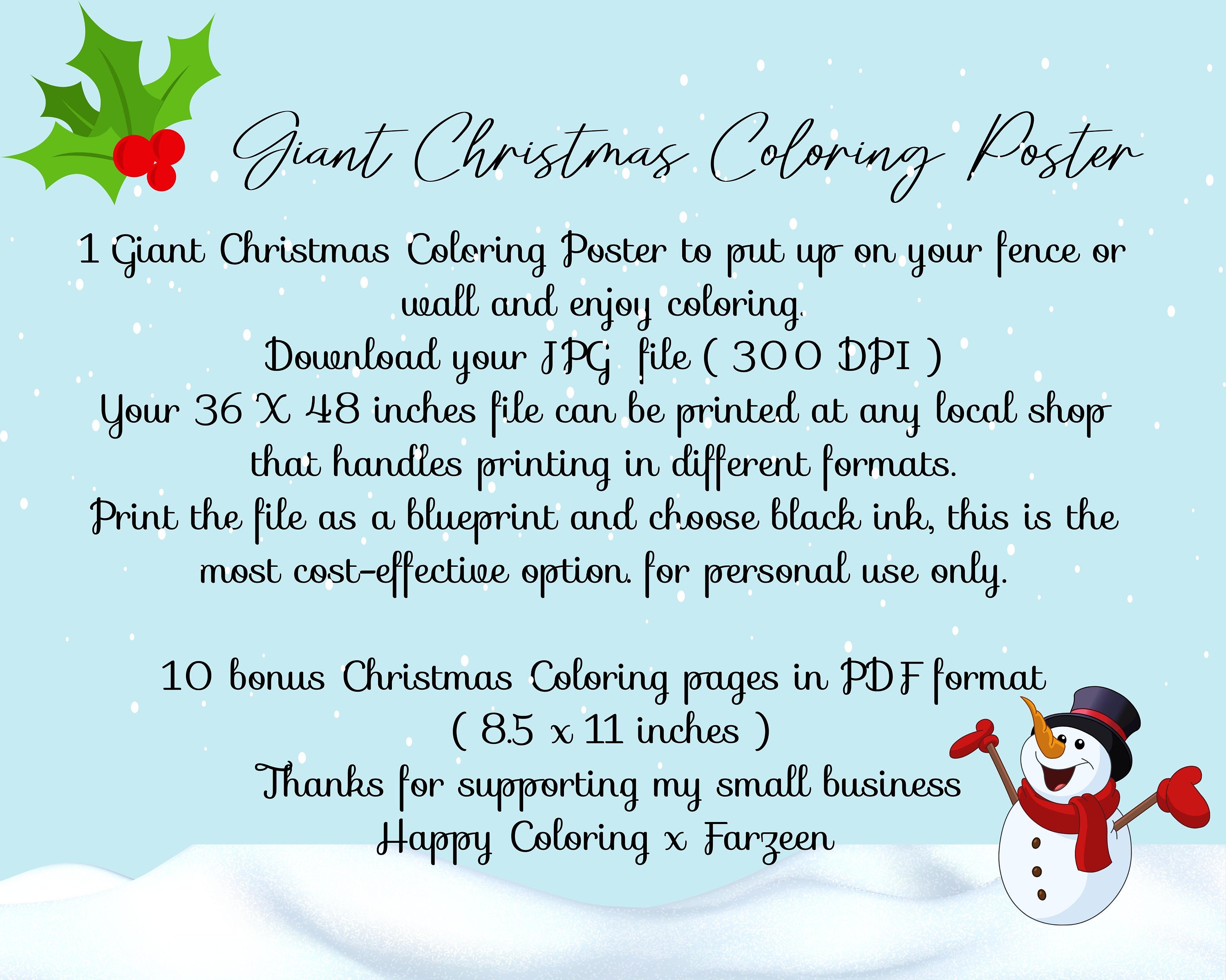 XXL Giant Christmas Poster GIANT Coloring Poster for Kids Christmas ...