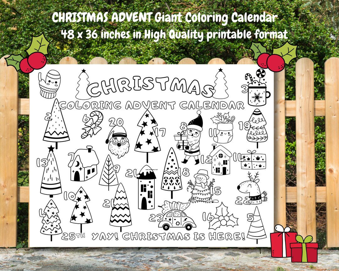 XXL Giant Christmas Advent Coloring Calendar for Kids, Family Activity ...