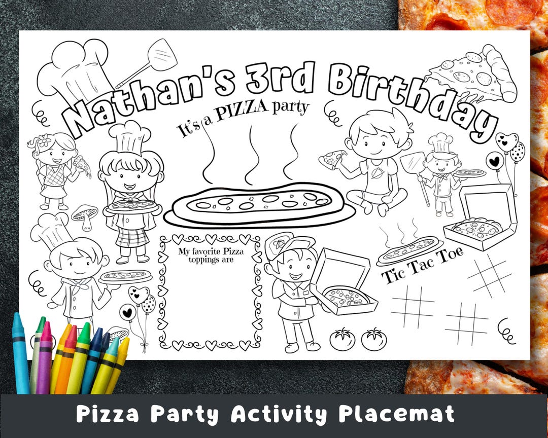 Personalized Pizza Birthday Party Placemat for Kids | Personalized ...