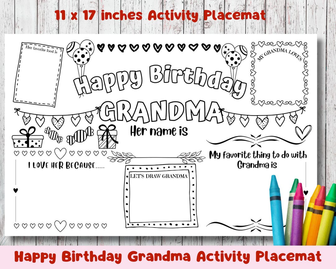 Happy Birthday Grandma Coloring Page DIGITAL | All About Nana Fill in ...
