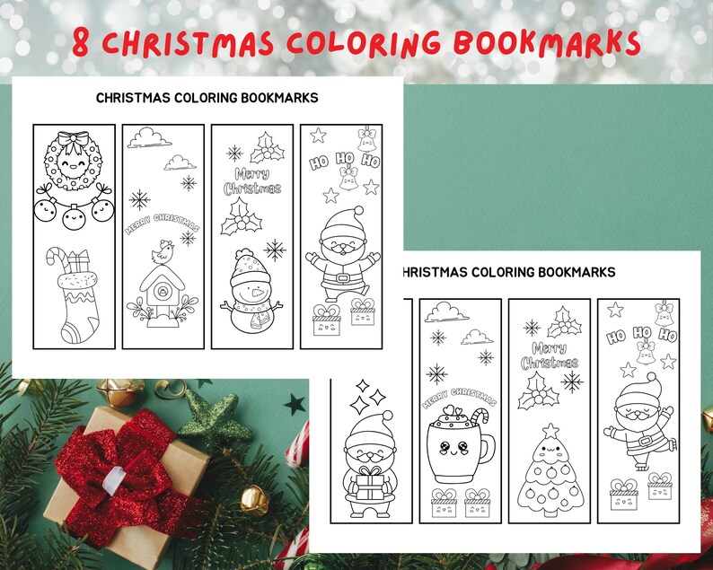 8 Christmas Coloring Bookmarks Printable Christmas Coloring Bookmarks ...