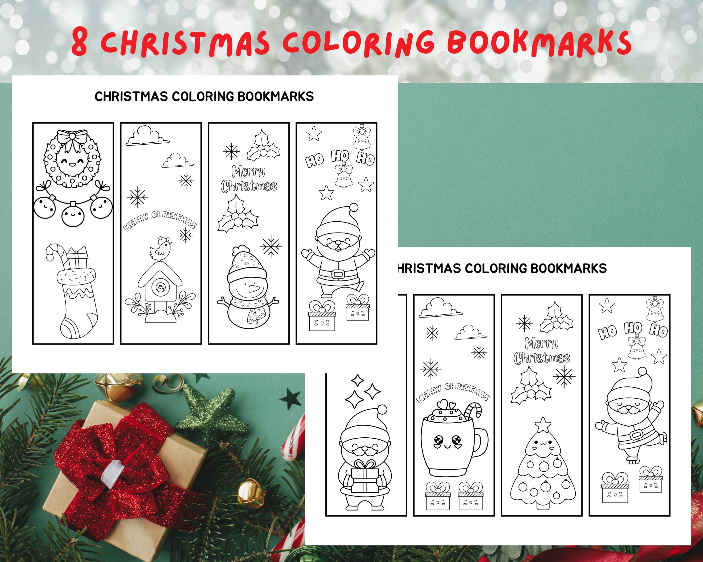8 Christmas Coloring Bookmarks Printable Christmas Coloring Bookmarks ...