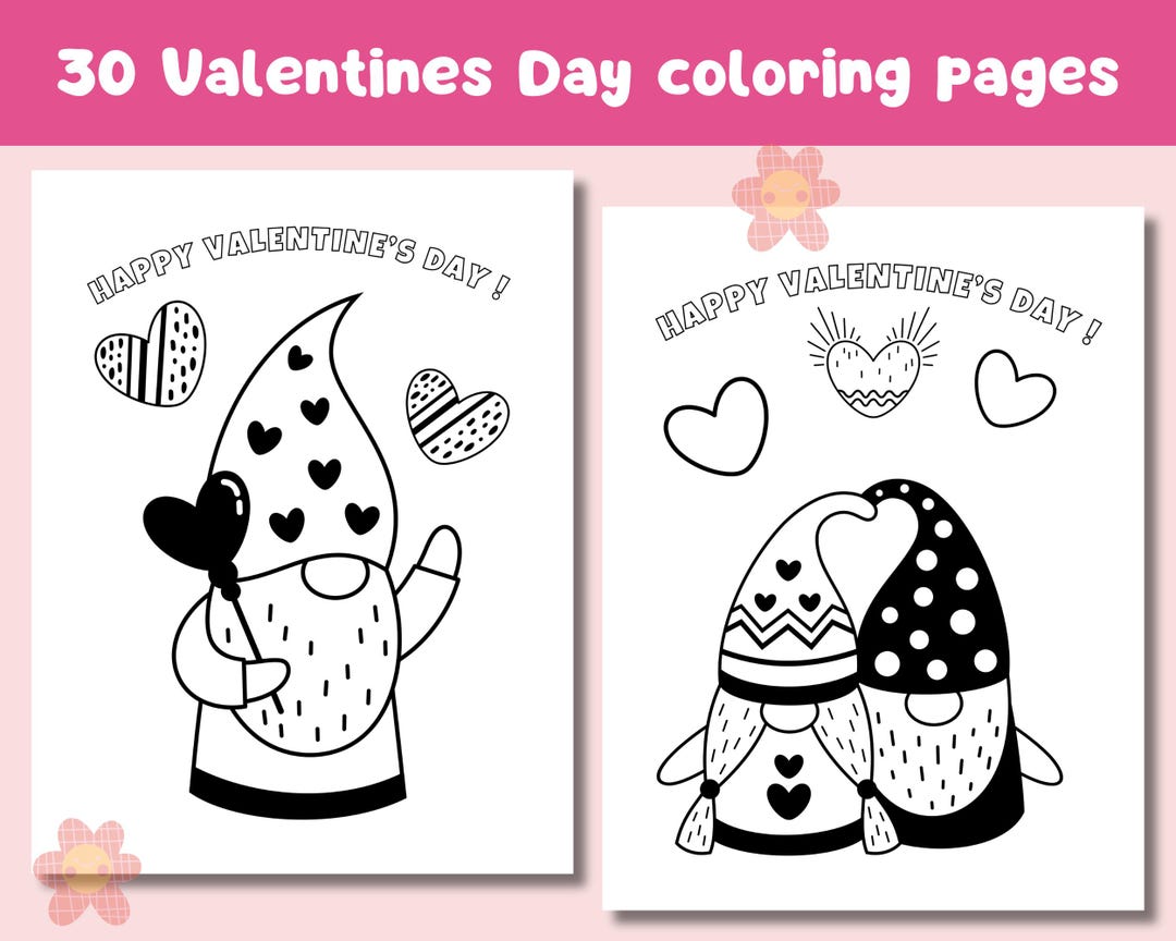 30 Valentine's Day Coloring Pages: Kids Classroom Printables (PDF) - Etsy