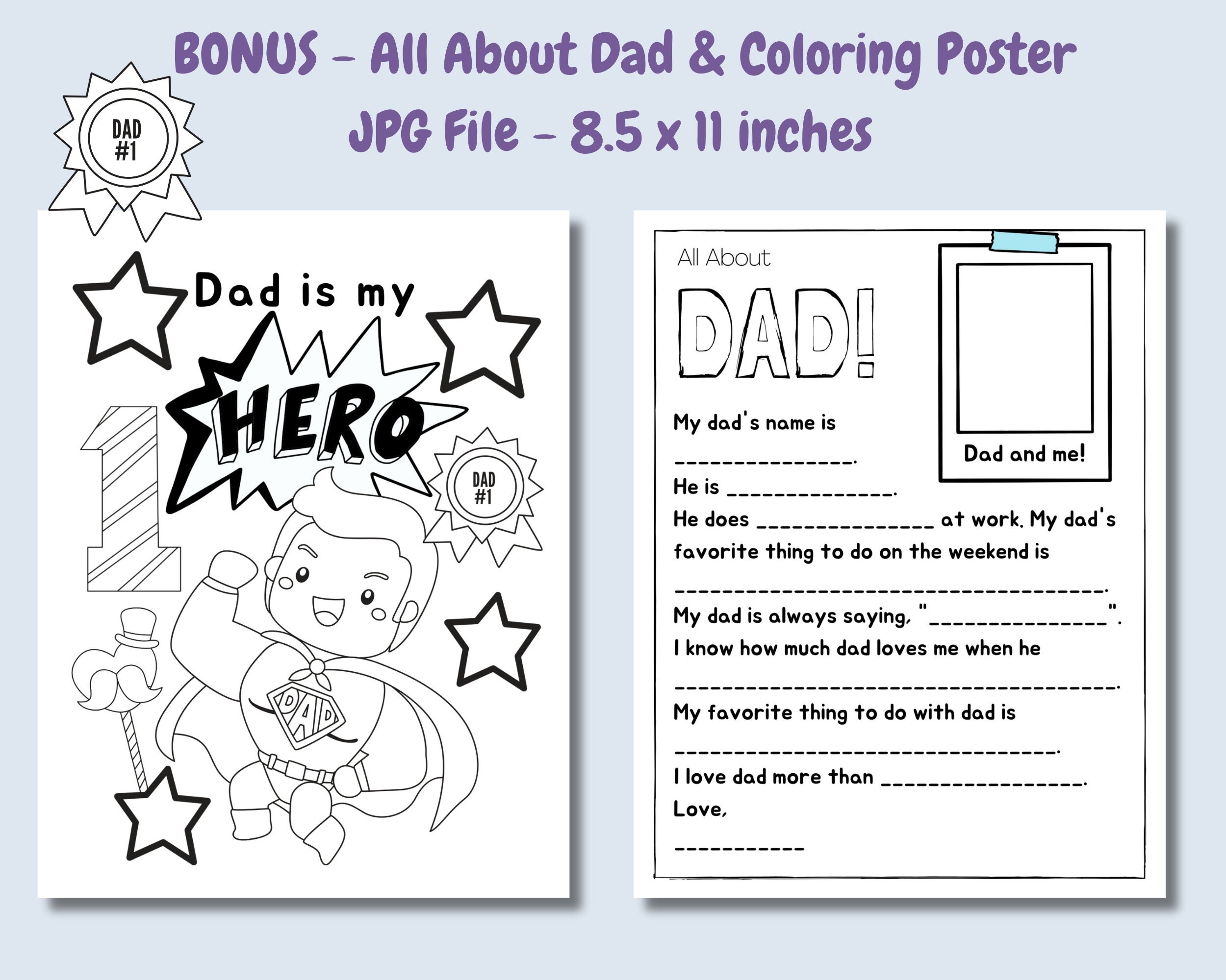 Fathers Day Printable Placemat 17 X 11 Inches | Printable Placemat ...