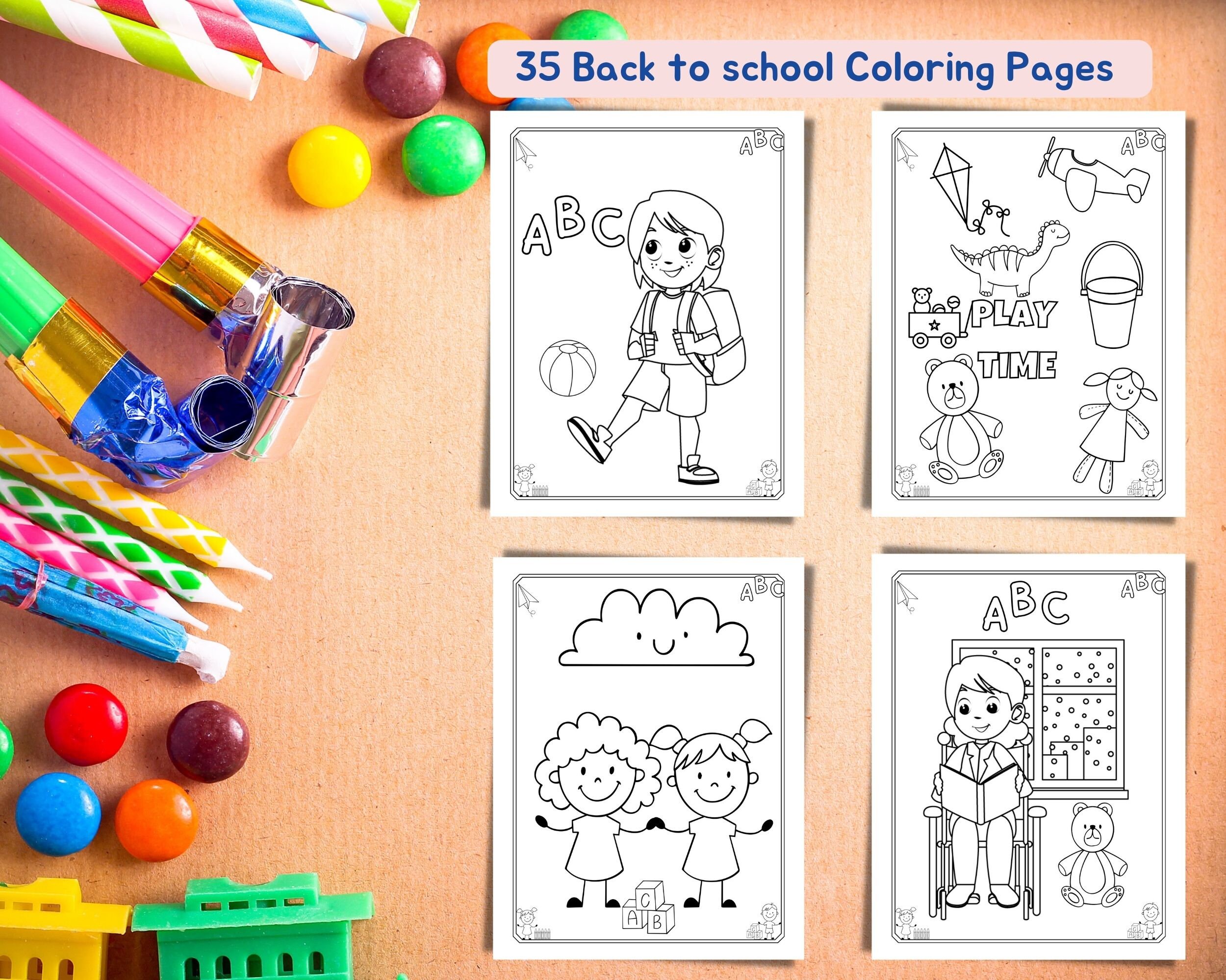 35 School Coloring Pages for Preschoolers School Printable - Etsy