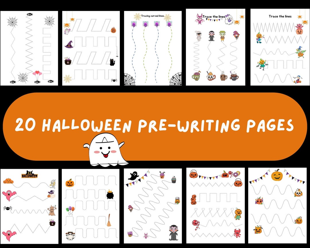 Halloween Line Tracing Worksheets: Fine Motor Skills, Pre-writing (PDF ...