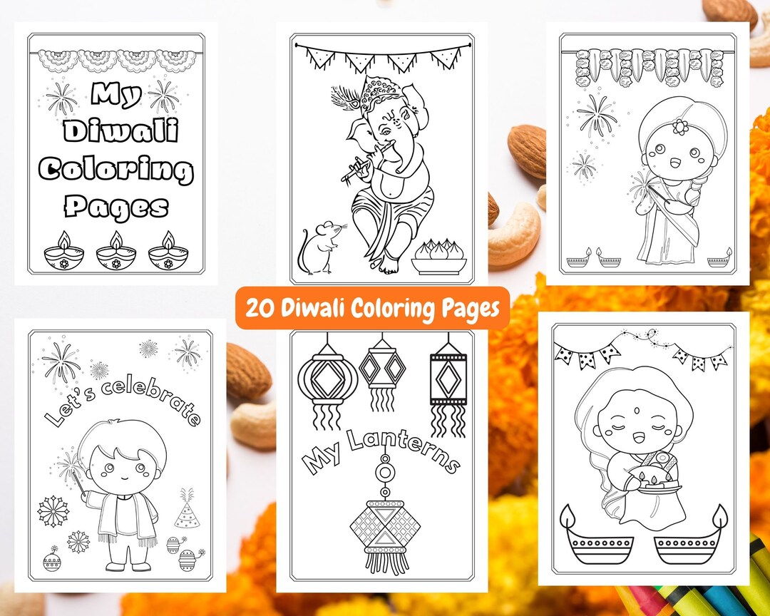20 Diwali Coloring Pages for Kids | Instant Download Diwali Coloring ...