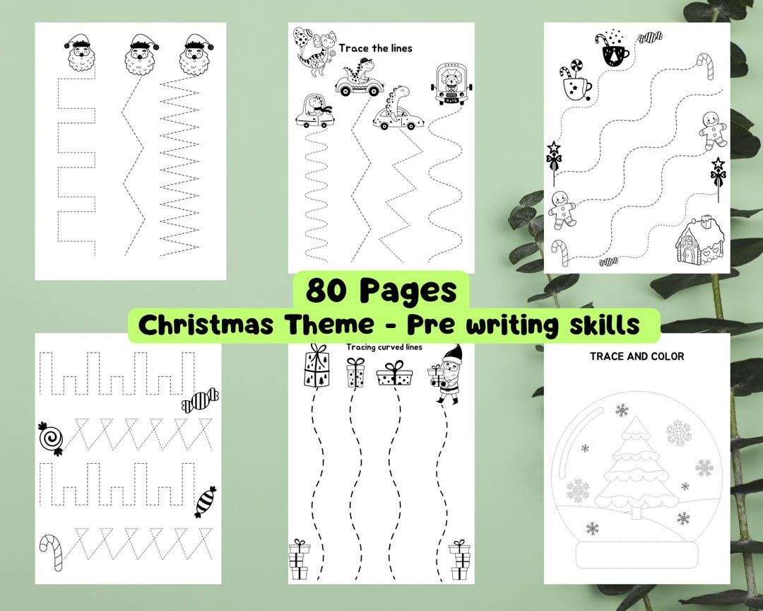 Christmas Line Tracing Worksheets | Preschool Pre-writing (digital ...
