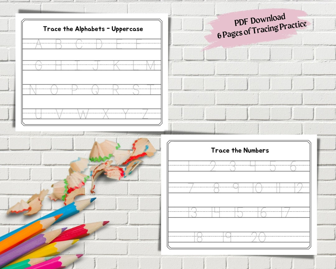 Number Tracing 1 20 Alphabet Uppercase and Lowercase - Etsy