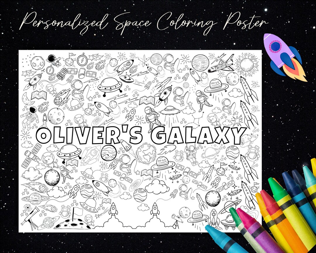 Personalized Space Coloring Poster | GIANT Coloring Poster for Kids ...