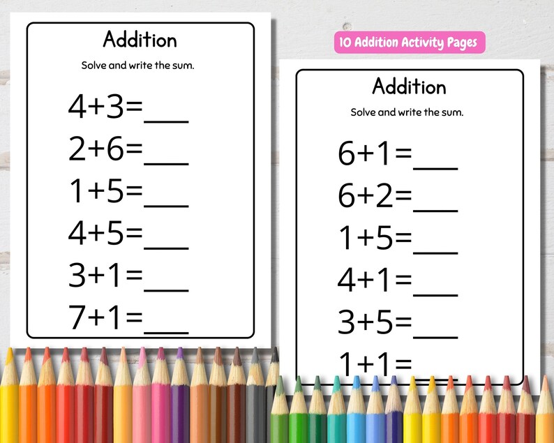 10 Count and Write Addition for Preschoolers Printable Worksheets ...