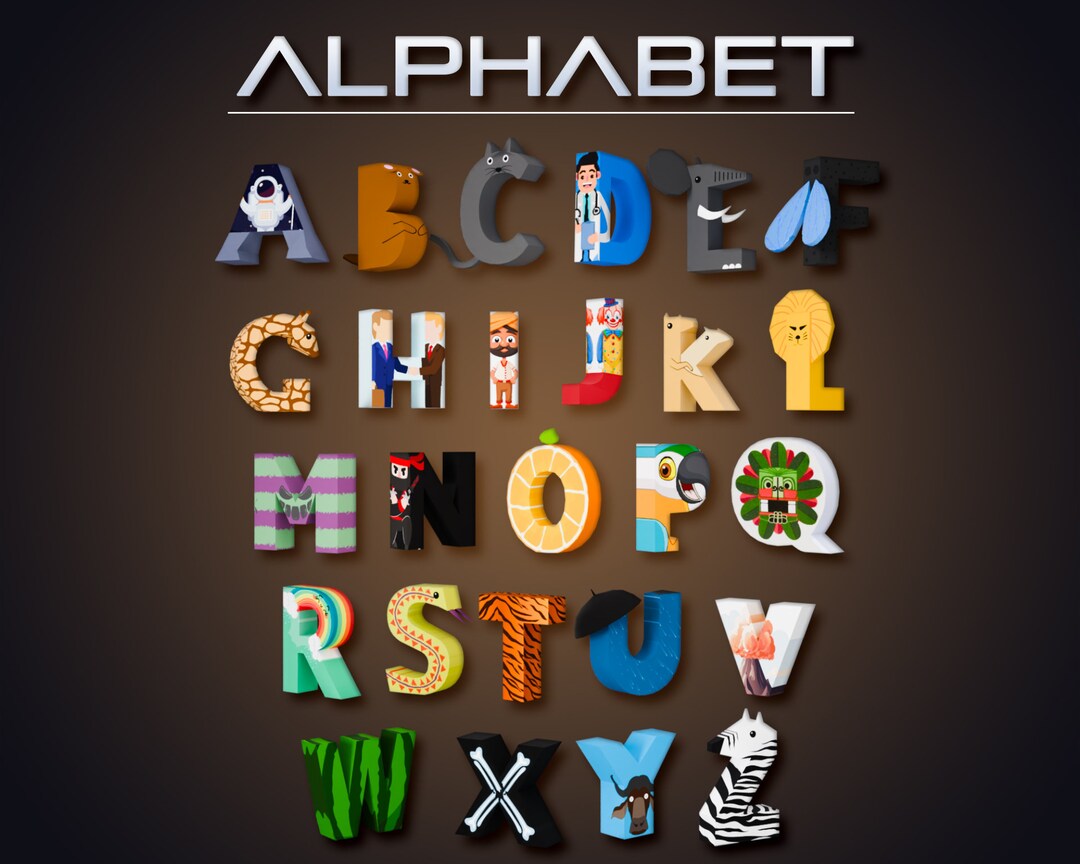 Alphabet 3D Model 3D Alphabet Letters A-Z STL Models for 3D Printing 3D ...