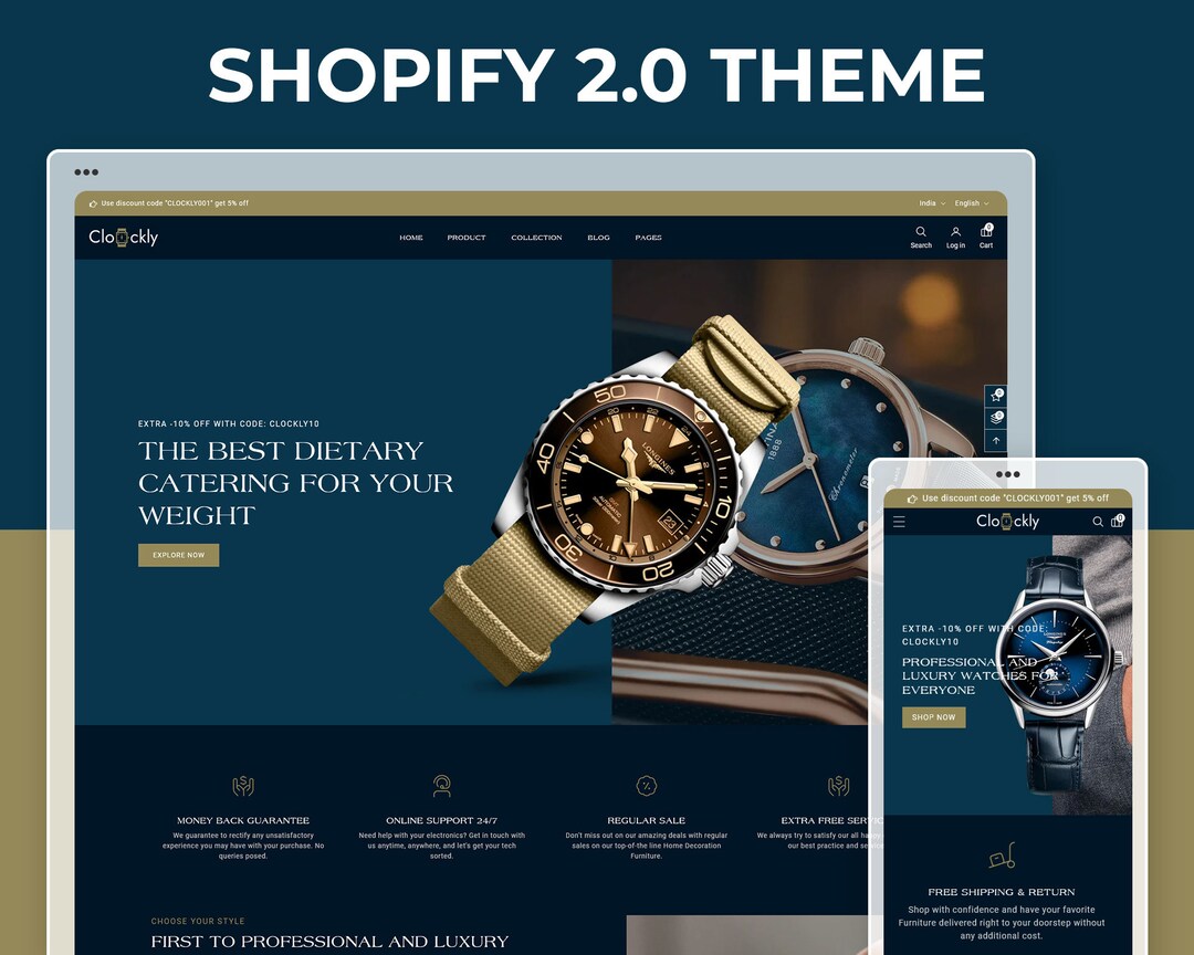 Shopify Watch Store Clean Watch Store Shopify Theme Men's Luxury Watch Shopify Theme Shopify ...