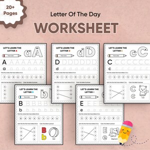 Instant Download Alphabet, Letter of the Day Worksheets, A to Z ...