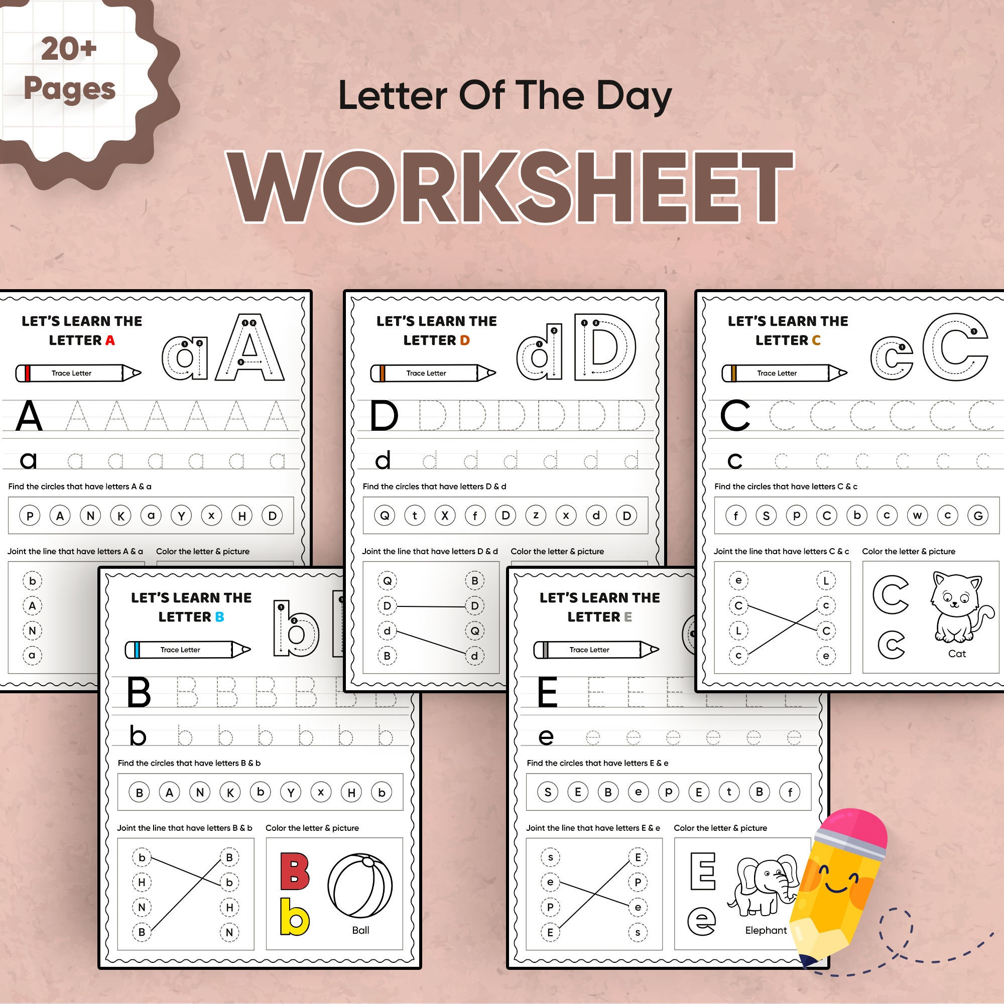 Instant Download Alphabet, Letter of the Day Worksheets, A to Z ...