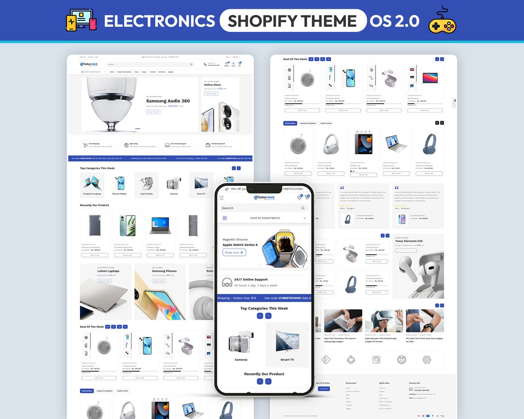 Electronics Shopify Theme, Gadgets Website Design, Modern Tech Store ...
