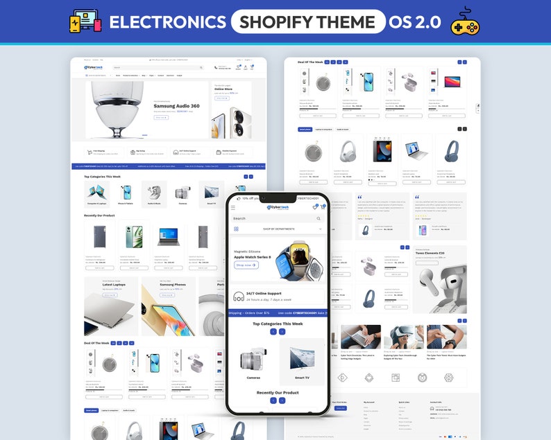 Electronics Shopify Theme, Gadgets Website Design, Modern Tech Store ...