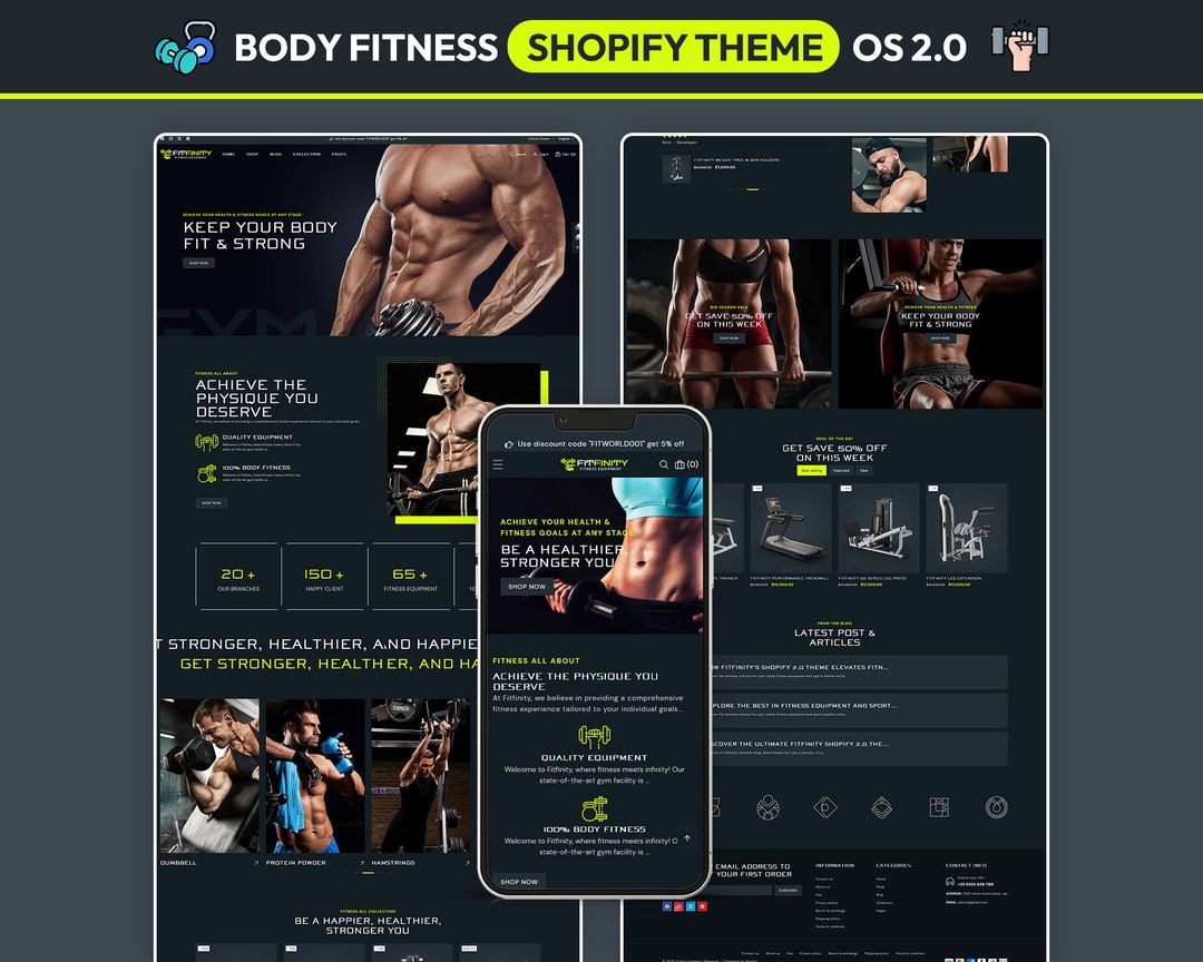 Gym & Fitness Shopify Theme, Minimalist Sports Equipment Design, Modern ...