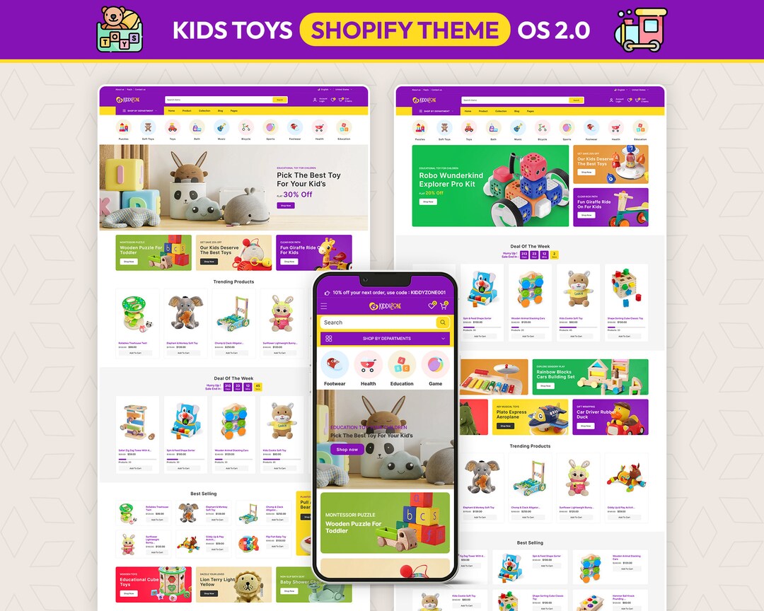 Kids Toys Shopify Theme, Minimalist Toy Store Template, Children's ...