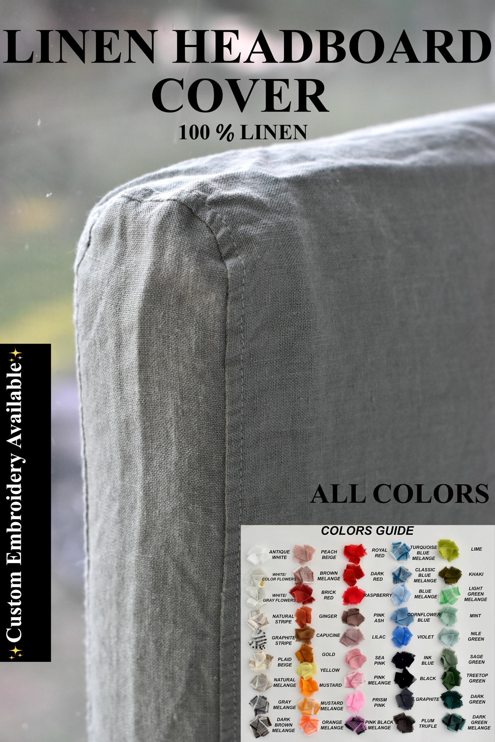 Linen Headboard Cover – Custom Slipcover for Headboard or Footboard ...