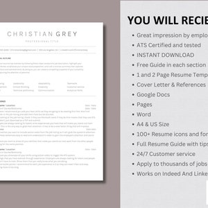 ATS Resume Template Pages, Google Docs, Word, Clean Simple Resume, ATS ...
