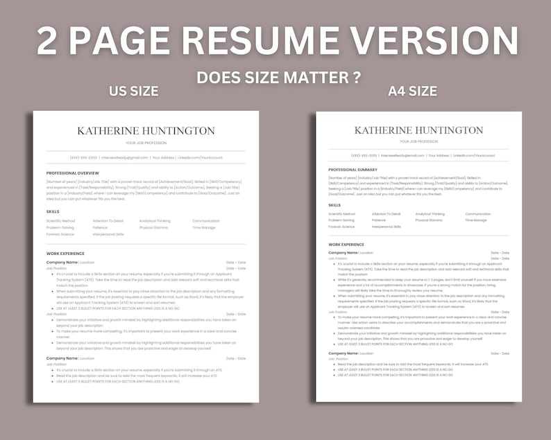 ATS Resume Template Word Pages Google Docs Minimalist ATS - Etsy