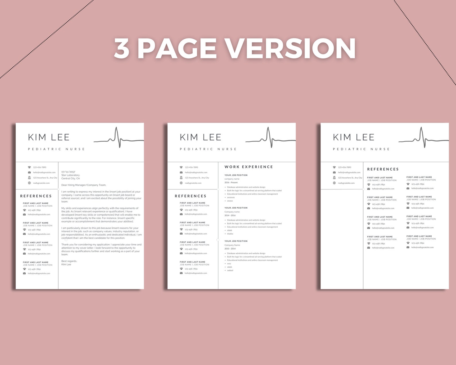 Nurse Resume Template CV for Google Docs, Word | Medical, Doctors ...