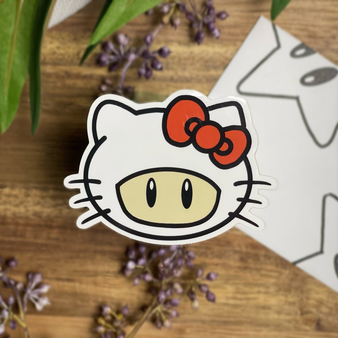 Super Mario Hello Kitty Kawaii Glossy Vinyl Sticker, Hello Kitty Mario ...