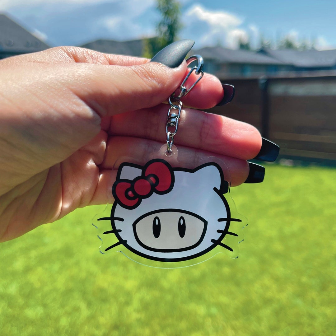 Super Mario Hello Kitty Clear Acrylic Keychain, Hello Kitty Mario ...