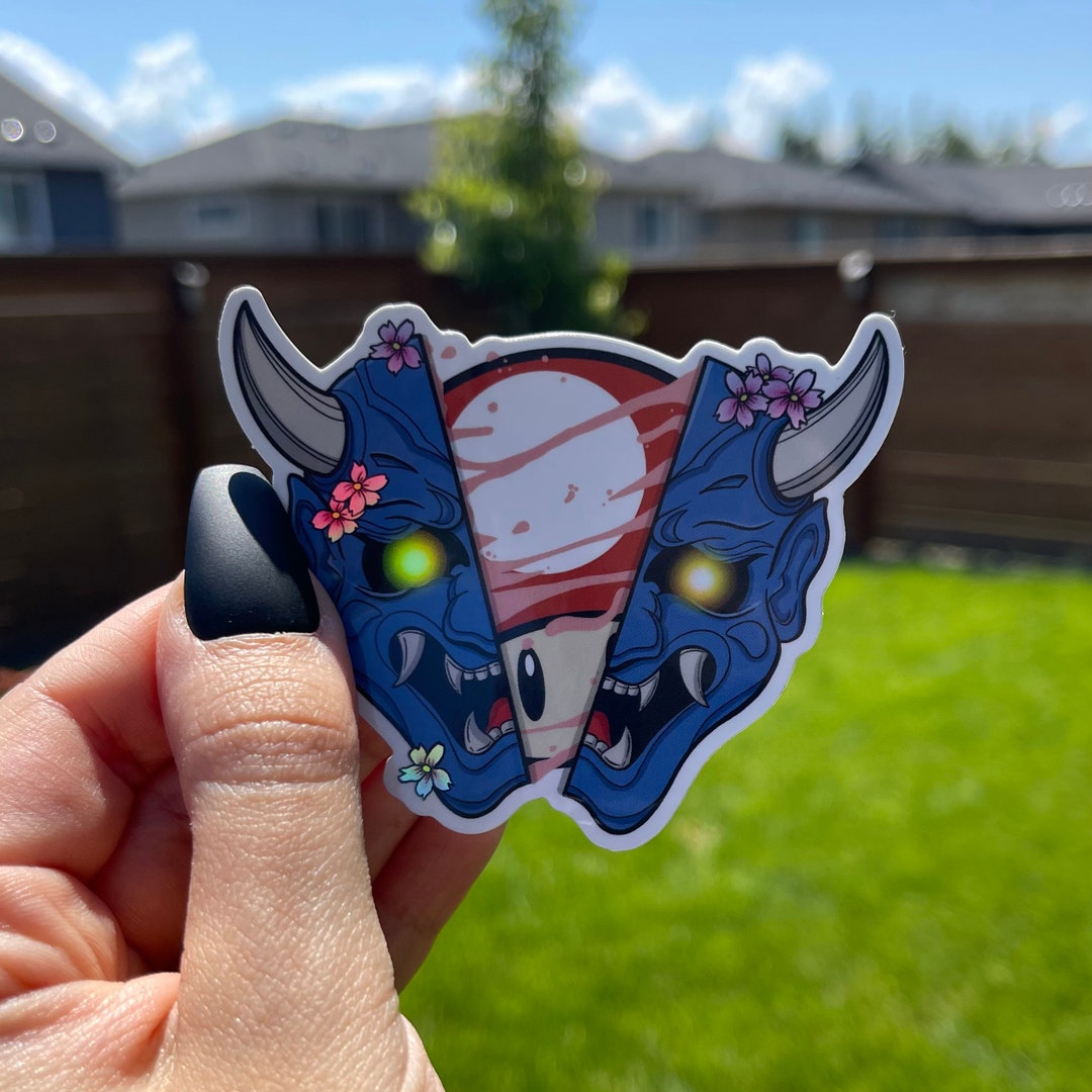 Holographic Super Mario Japanese Blue Hannya Mask Sticker - Etsy